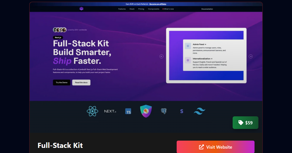 Full-Stack Kit - JavaScript, TypeScript, Next.js SaaS Boilerplate | BoilerplateVault