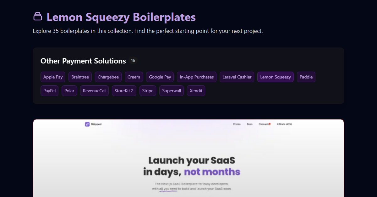 The Best Lemon Squeezy Boilerplates & Templates | BoilerplateVault